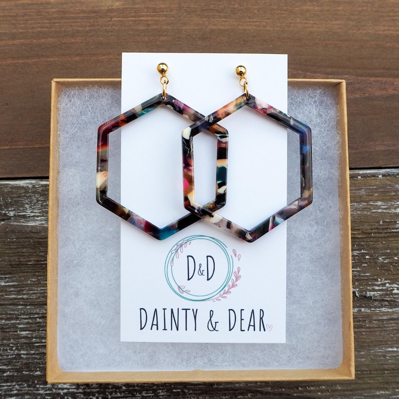 Hoop Resin Drop Earrings - Etsy