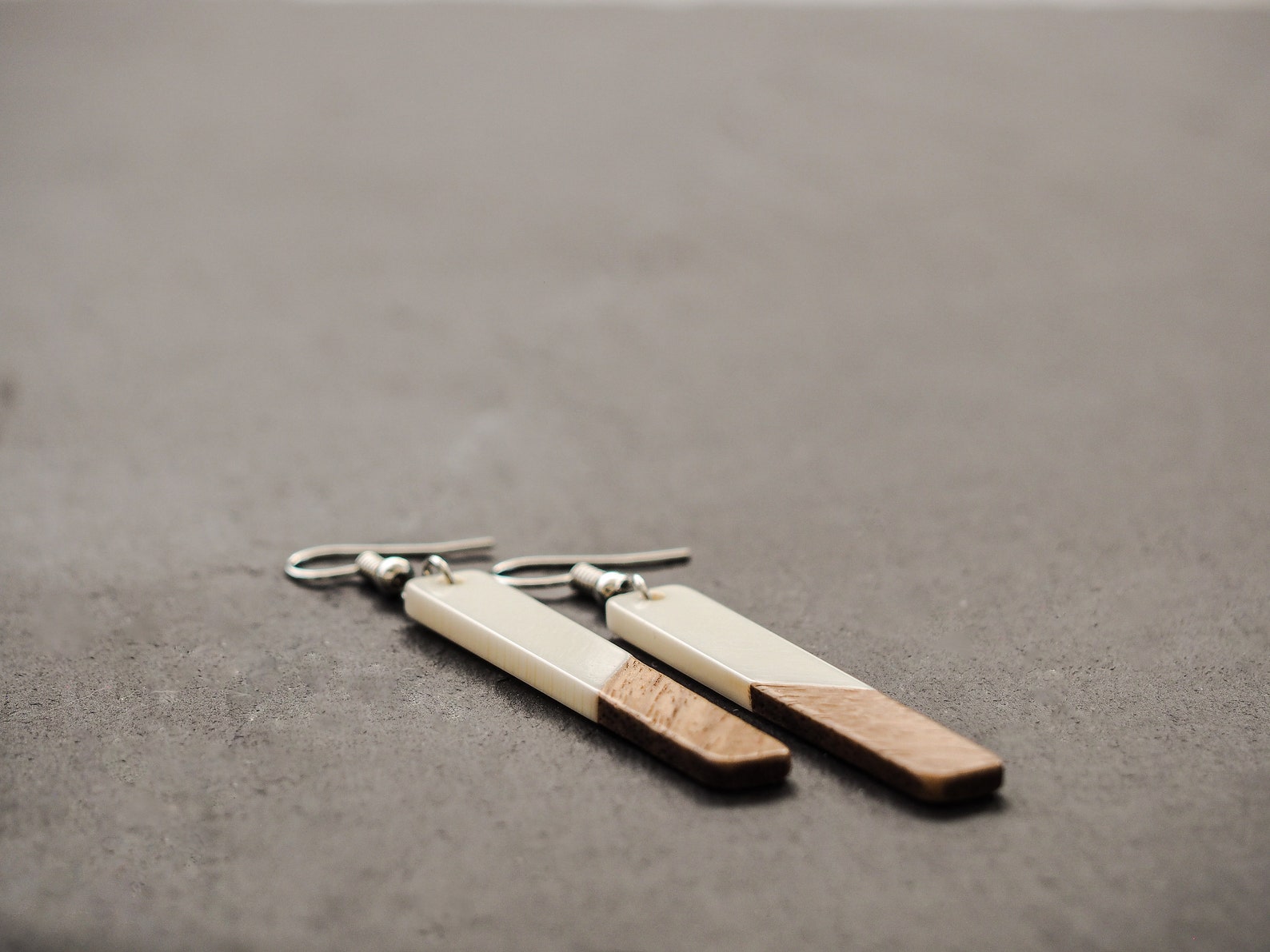 Long Wood & Resin Bar Earrings Boho Hippie Wooden Earrings - Etsy