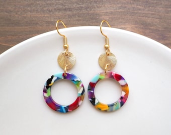 Mini Color Pop Circle Stud Earrings | Eco-friendly Acetate Earrings ...