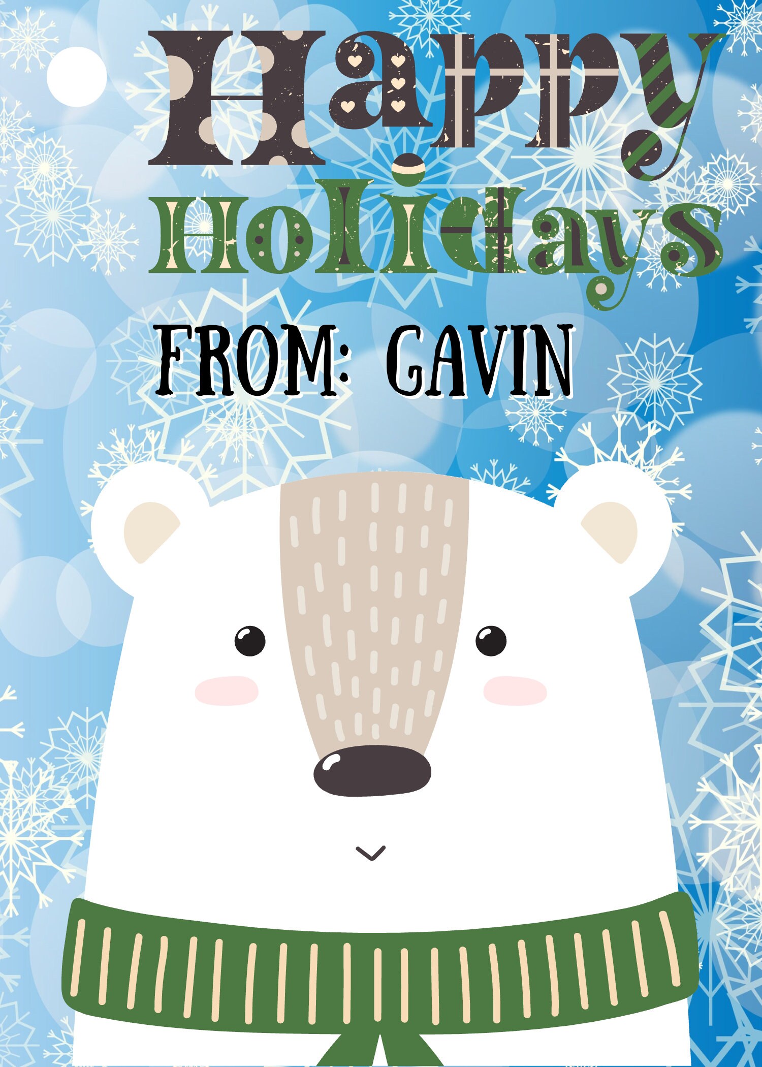 Printable Editable Polar Bear Christmas Holiday Gift Tag - Etsy