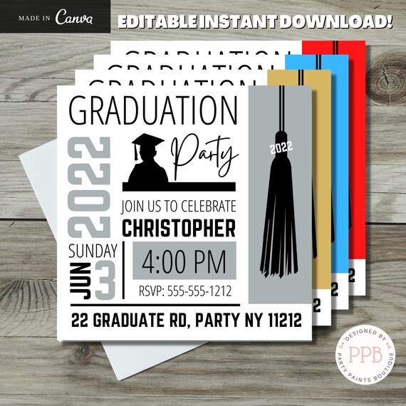 Graduation Invitation Custom Color Graduation Invitation - Etsy