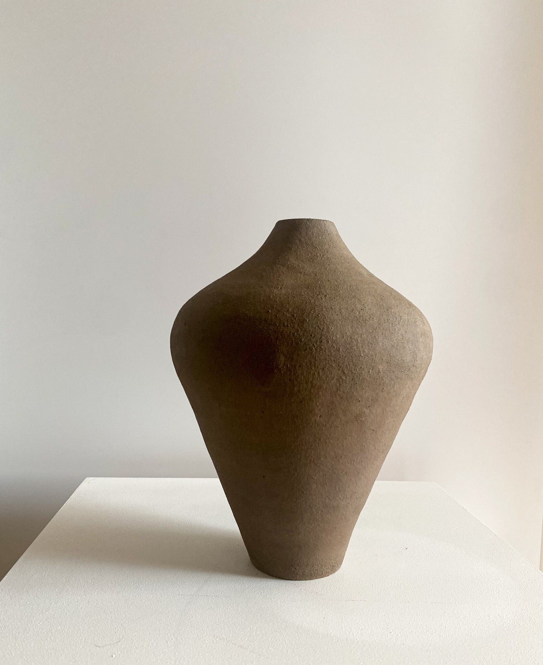 Handmade Brown Ceramic Vase: Rustic Coiled Clay Decor - Etsy