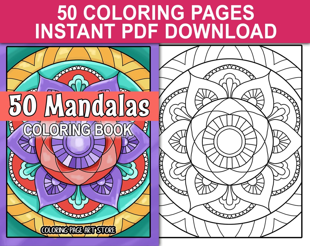 Mandala Coloring Book | 50 Printable Coloring Pages | Instant Download ...