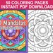 Mandala Coloring Book | 50 Printable Coloring Pages | Instant Download ...