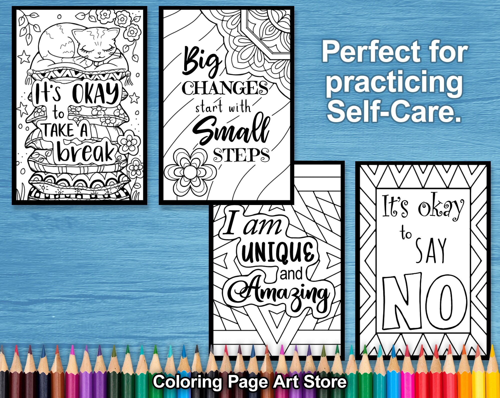 Affirmation Cards Mini Coloring Pages - Etsy