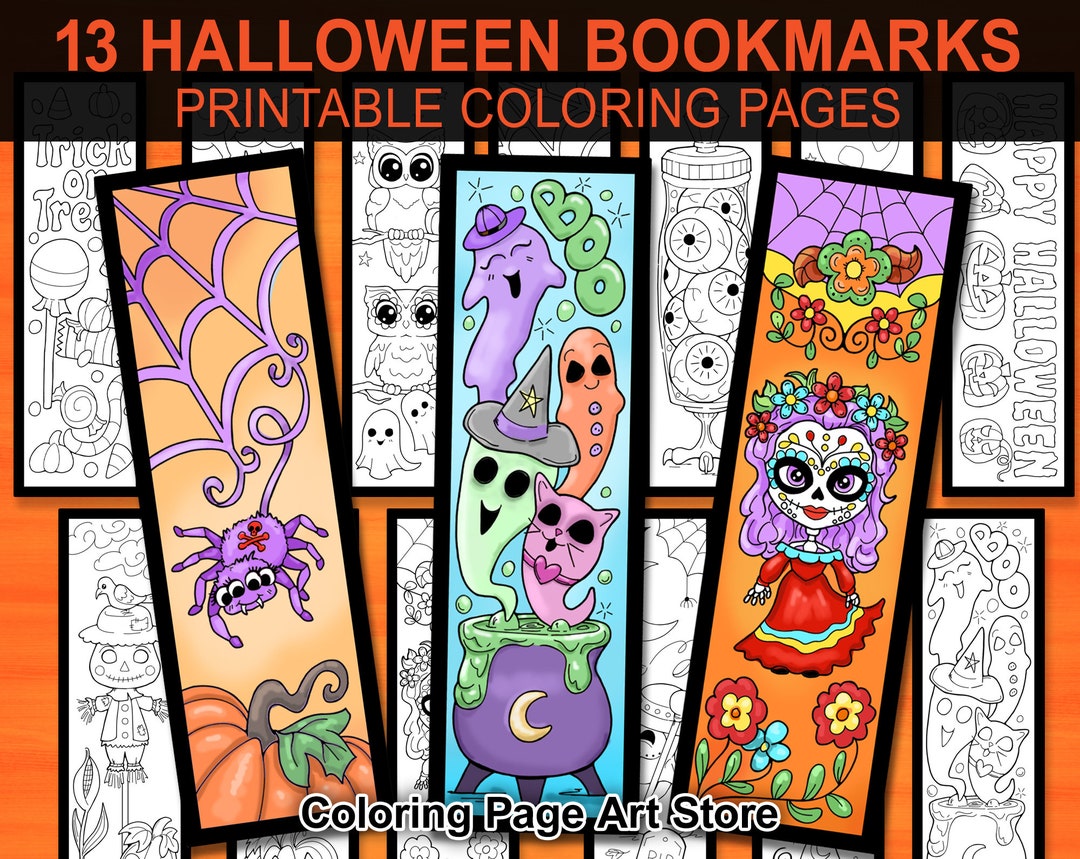 Printable Halloween Bookmarks to Color | Cut and Color Bookmarks ...