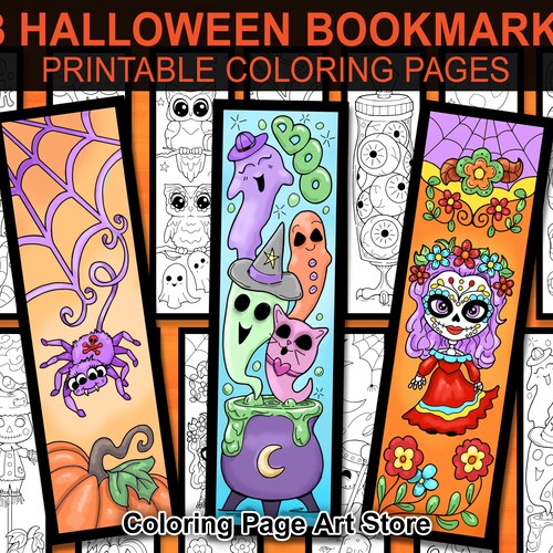 Printable Halloween Bookmarks to Color Cut and Color - Etsy