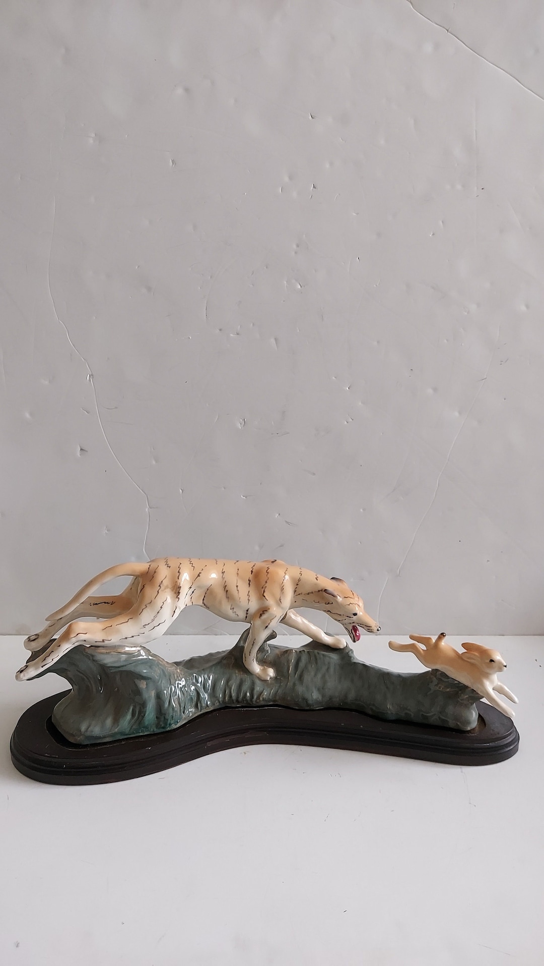 Large Ceramic Greyhound and Hare Ornament/greyhound Chasing Hare ...