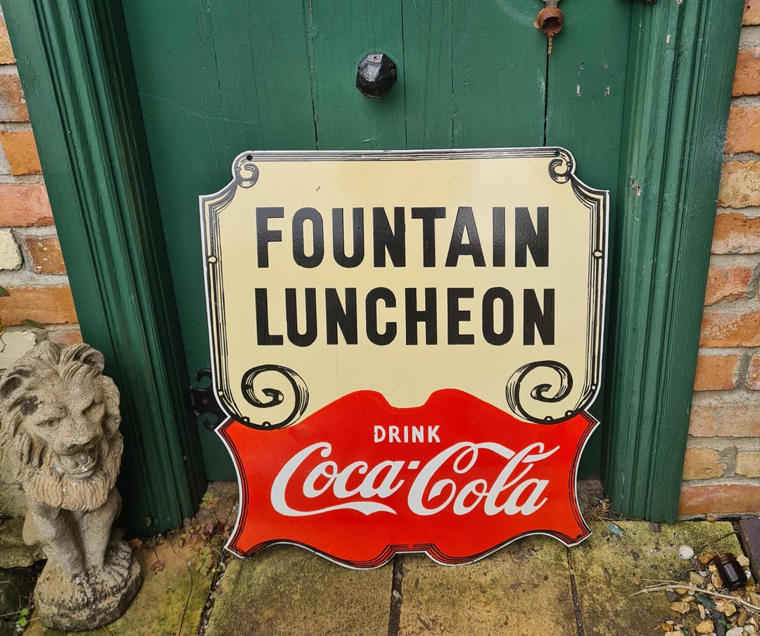 Vintage Style Enamel Coca Cola Fountain Luncheon Sign - Etsy