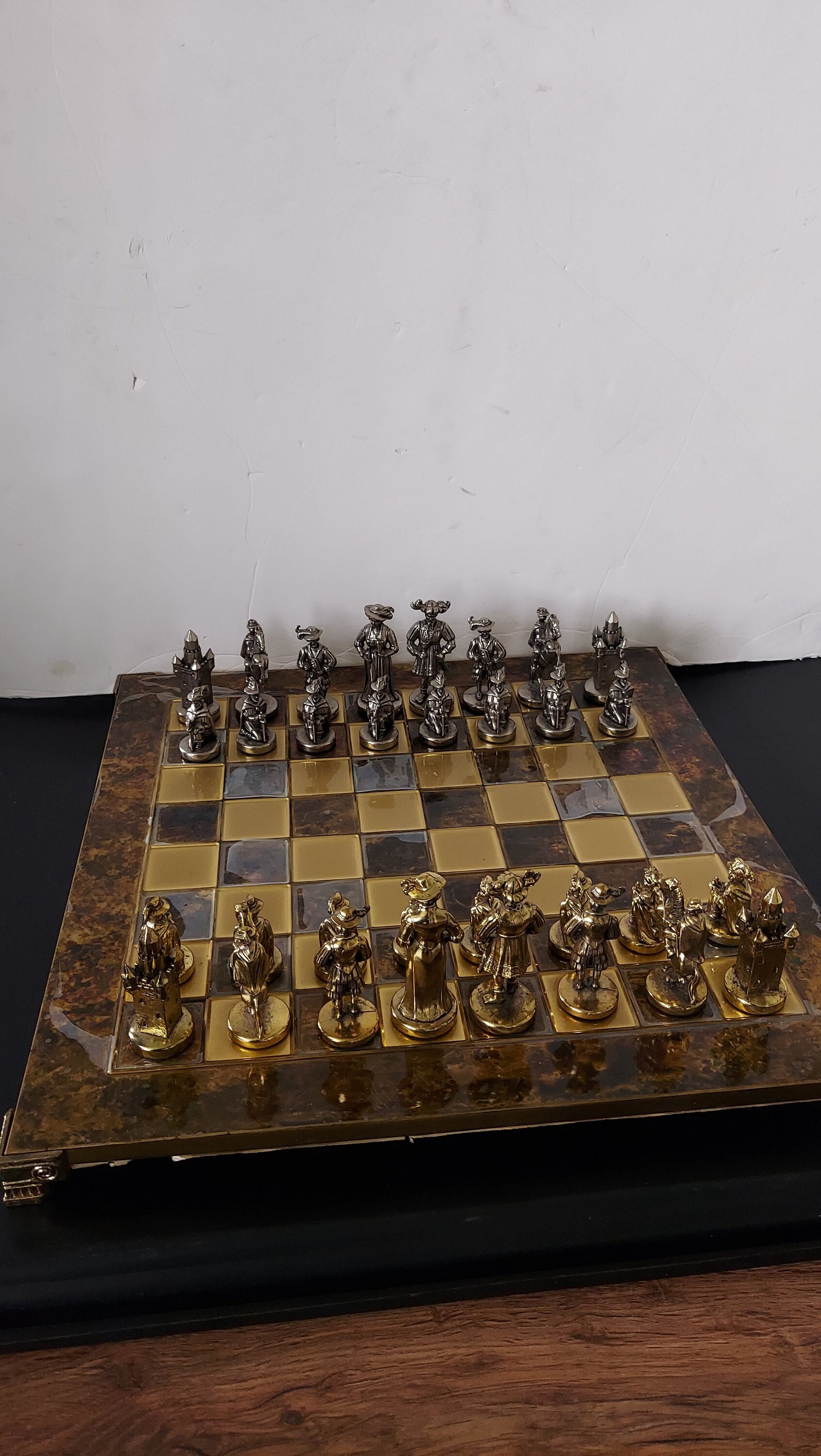 Vintage Medieval Chess Set and Board/manopoulos Chess Set - Etsy