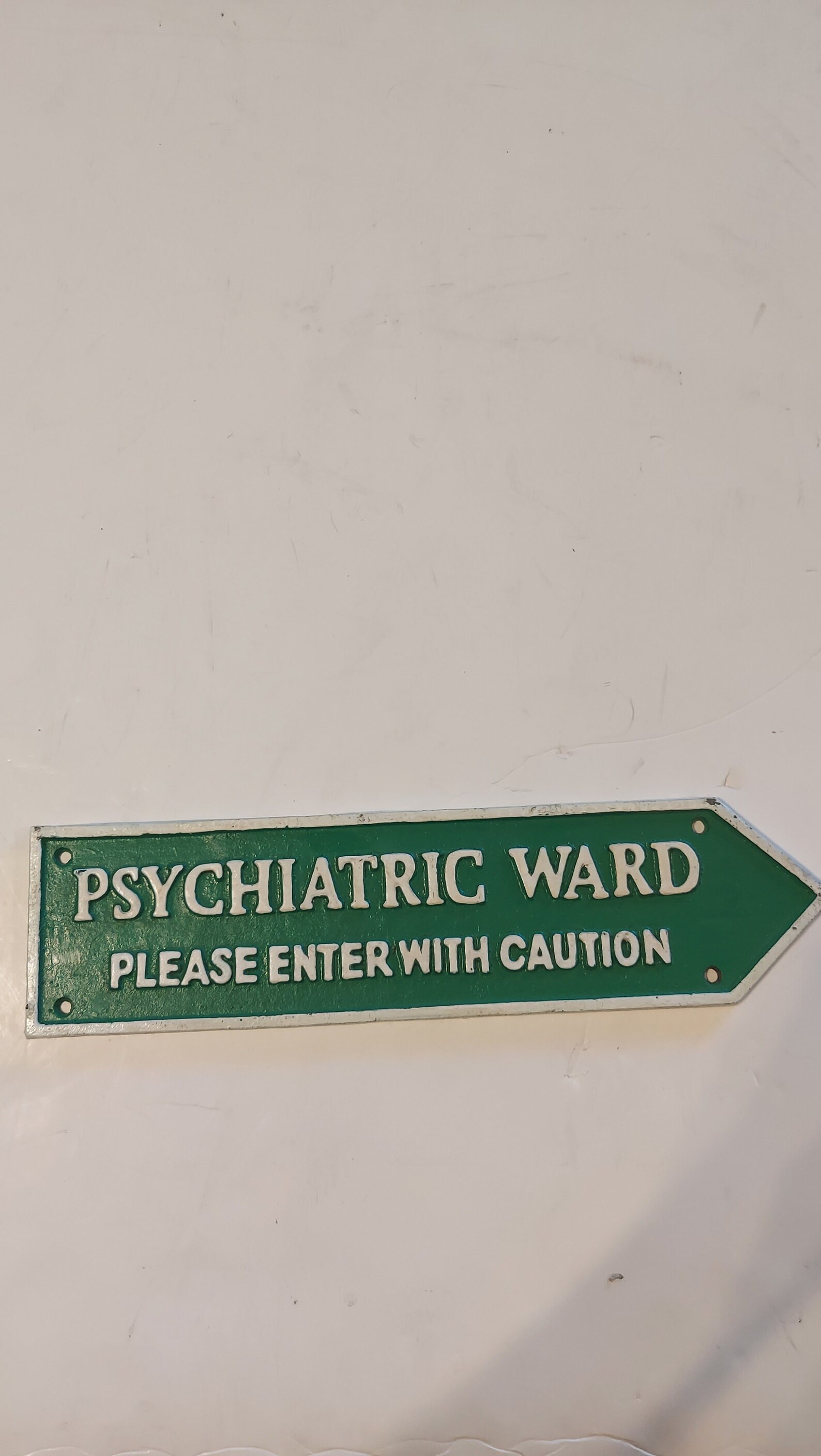 Vintage Style Cast Iron Irish Road Sign for Psyciatric Ward/green Sign ...