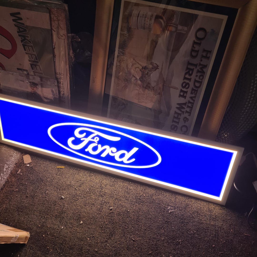 Large Illuminated Ford Advertising Sign/ Ford Dealership Light up Sign ...