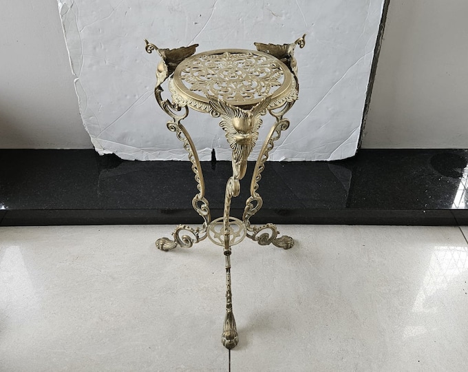 1970s Brass 3 Tier Plant Stand 28 Tall Decorative Reticulated Round ...