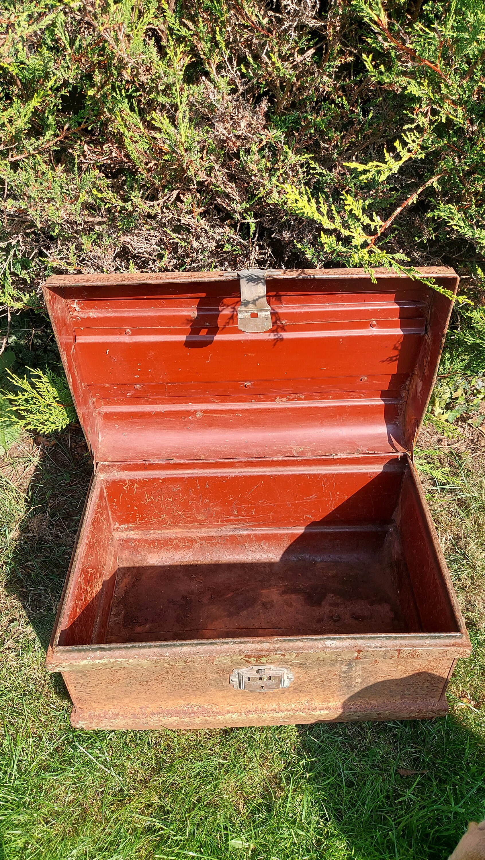 Large Antique Old Metal Trunk - Etsy UK