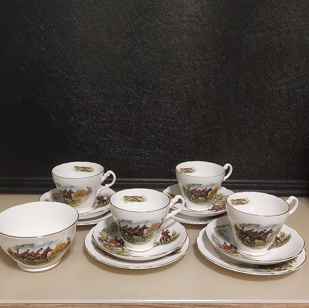 Springfield Huntsman Trios and Sugar Bowl/tea Cups and Saucers/cups ...