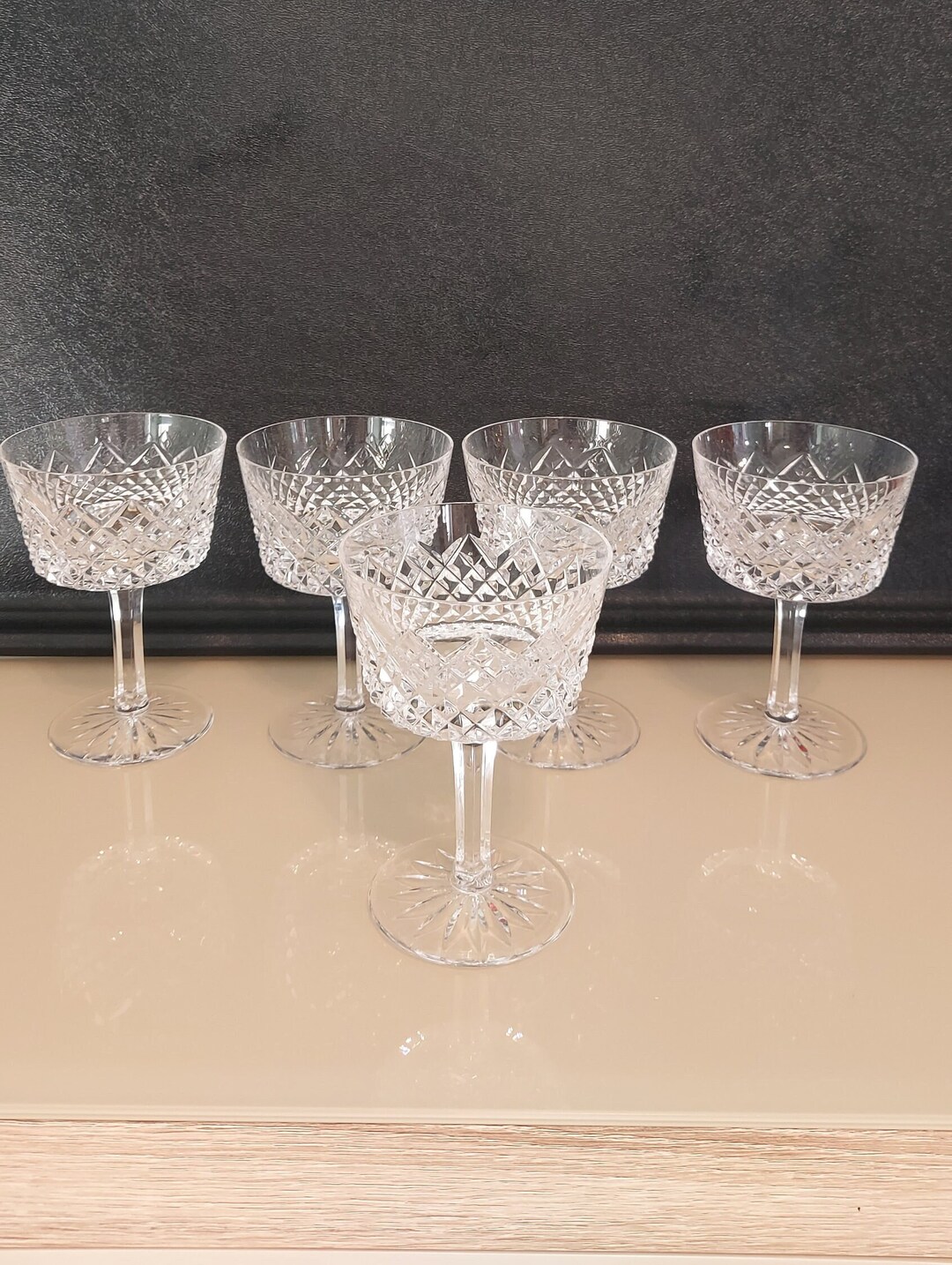Set of 5 Sparkling Tyrone Crystal Antrim Cut Champagne Glasses/tyrone ...