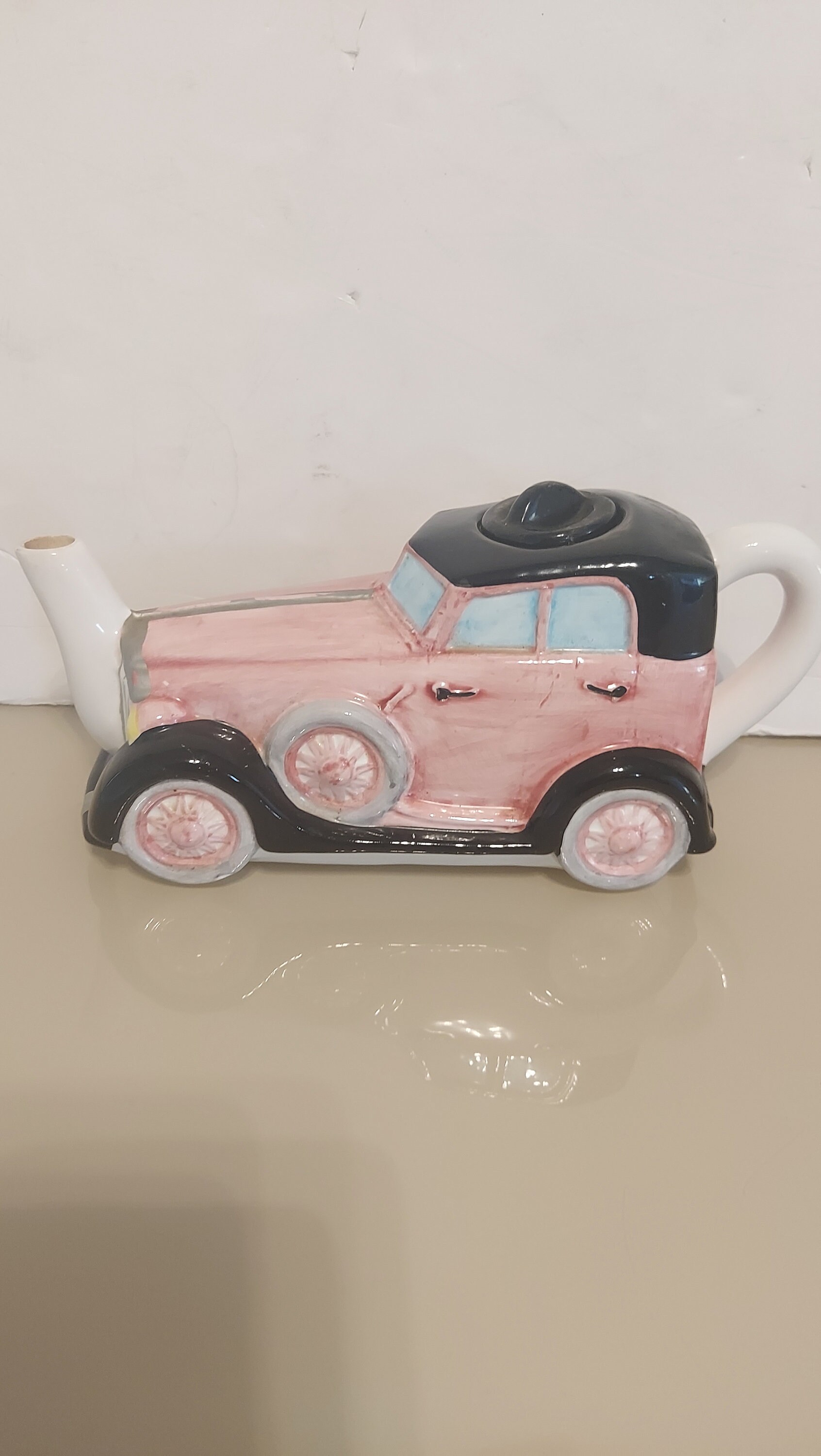 Vintage Ceramic Car Teapot/pink Car Teapot - Etsy