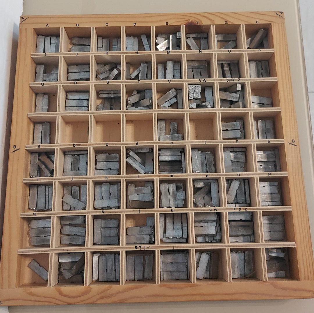 Lead Letter and Number Typeset in Compartmental Wooden Tray - Etsy