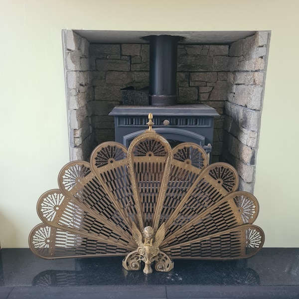 Peacock Fireplace Screen - Etsy