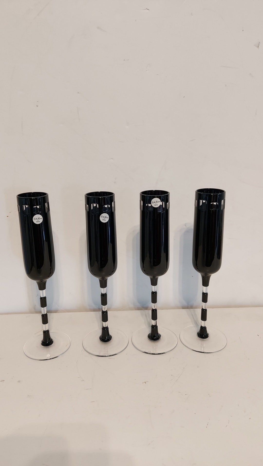 Vintage Tyrone Crystal Nick Munro Signed Crystal Champagne Glasses ...