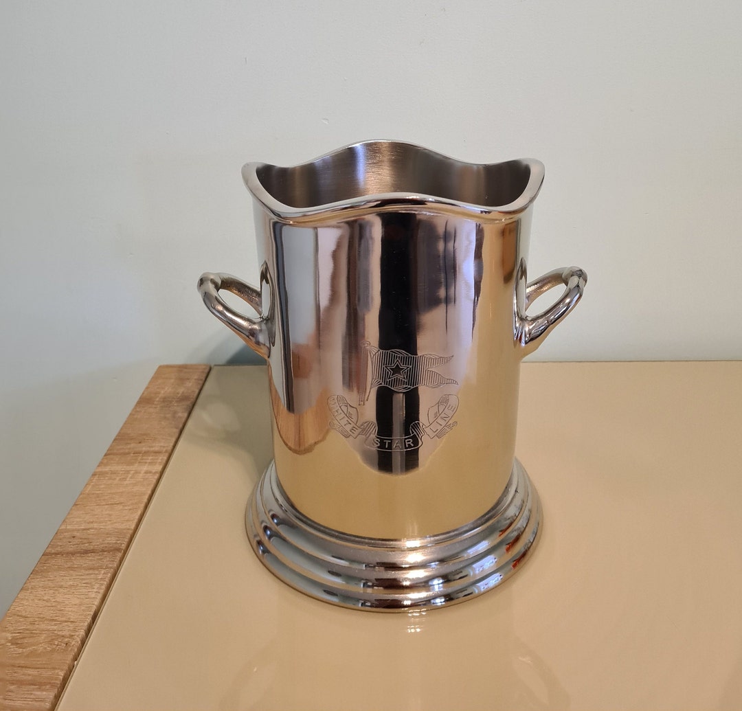 Heavy Silver Metal Titanic White Star Line Ice Bucket/silver Ice Bucket ...