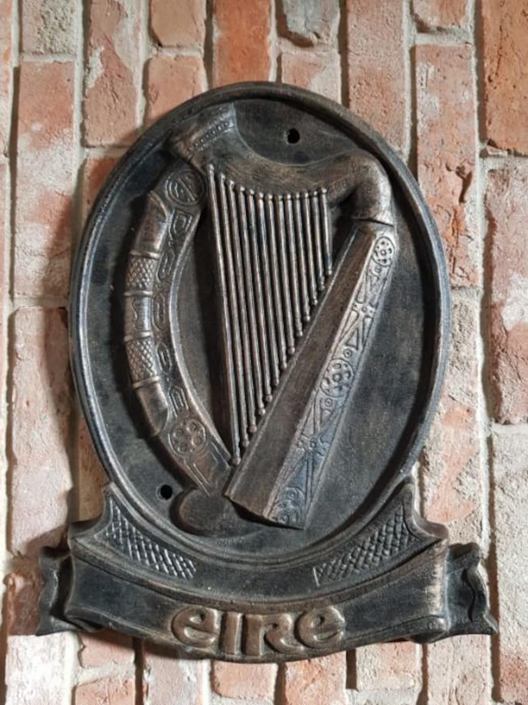 Ireland Harp/large Antique Style Eire Gpo Wall Harp/ Cast Iron Celtic ...