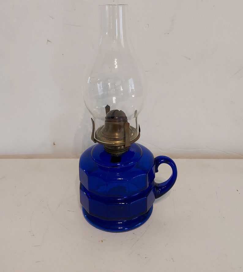 Bristol Blue Glass Oil Finger Lamp/blue Lamp/victorian - Etsy