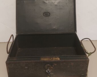 Antique Lockable Metal Strong Box - Etsy