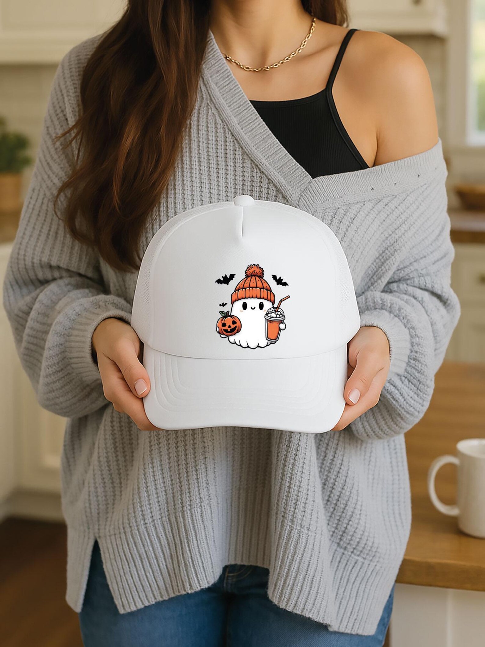 Cute Ghost Halloween Hat, Spooky Season Trucker Cap - Etsy