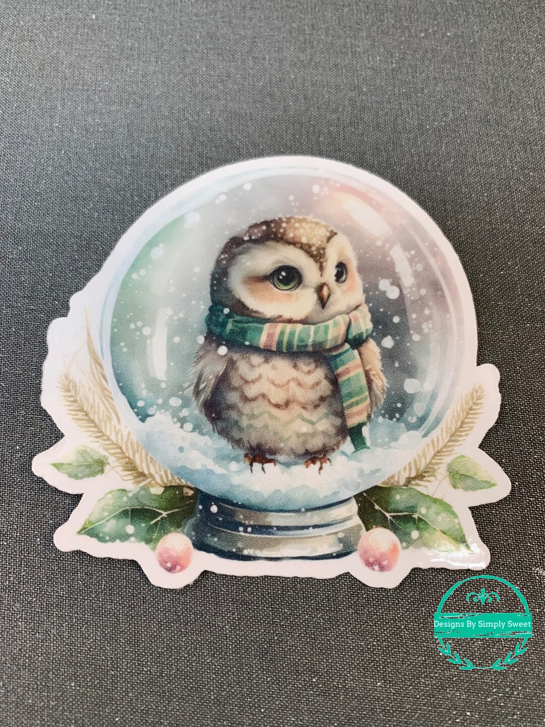 Owl Snow Globe Sticker, Baby Owl Sticker, Cute Animal, Laptop Sticker ...
