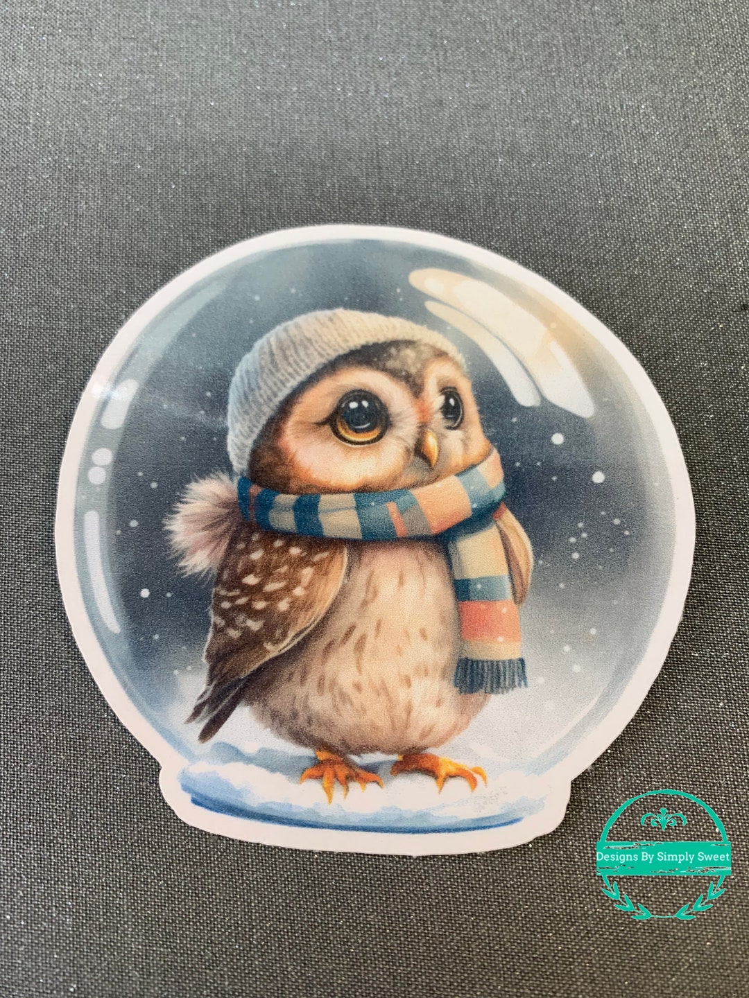 Owl Snow Globe Sticker, Baby Owl Sticker, Cute Animal, Laptop Sticker ...
