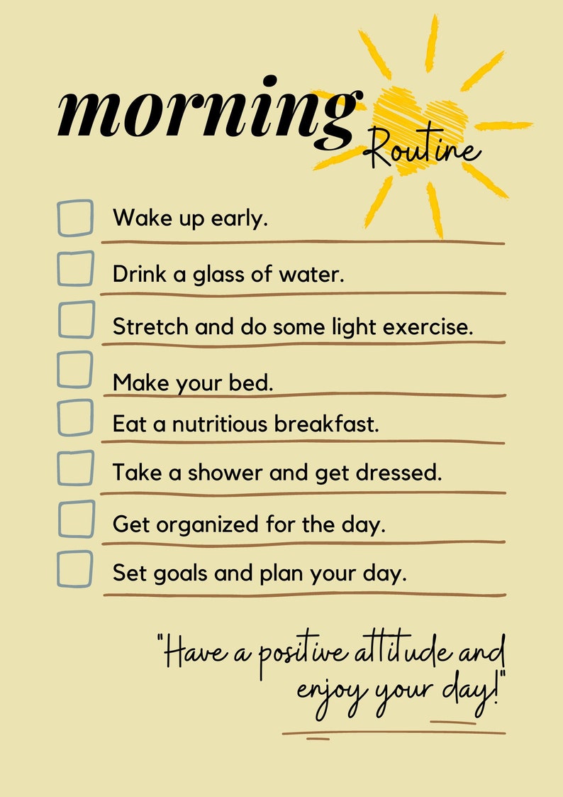 Guide to the Perfect Morning Routine | Instant Download | 8 Simple ...