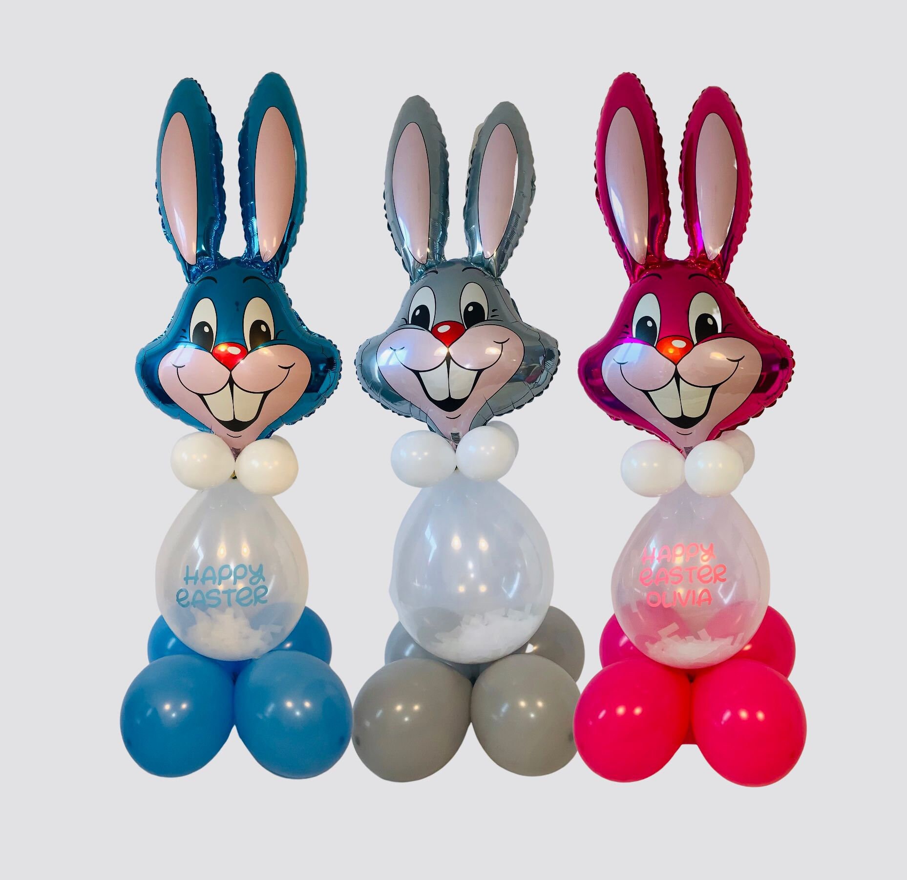 GREY Personalised Easter Bunny Balloon 5ft TALL DIY Kit Add Any Wording ...