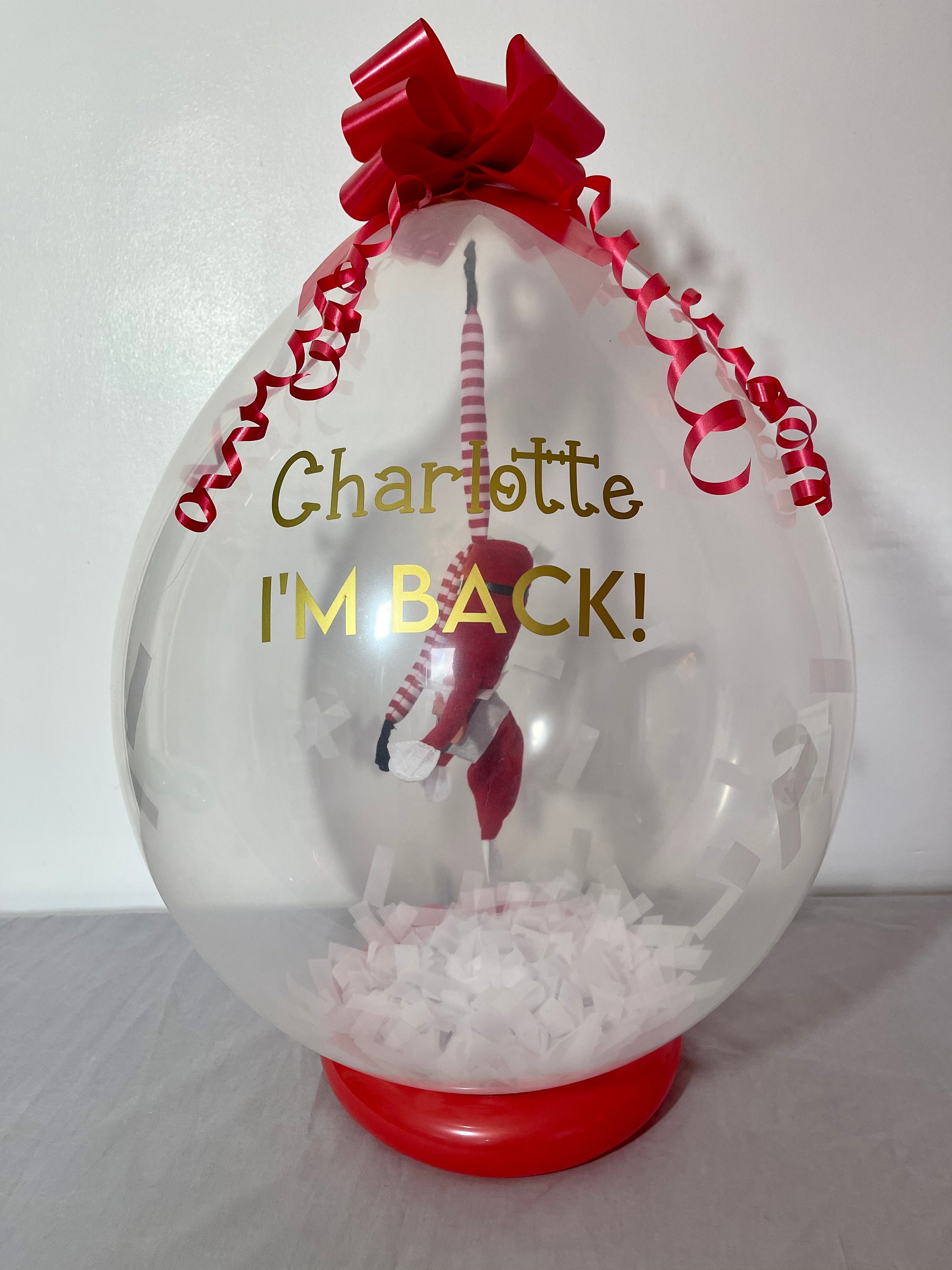 Personalised Elf Arrival Balloon DIY Balloon Kit POP ME Balloon Suprise ...