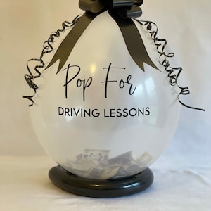DRIVING LESSONS Money Popping Balloon for Driving Lessons Money Gifting ...