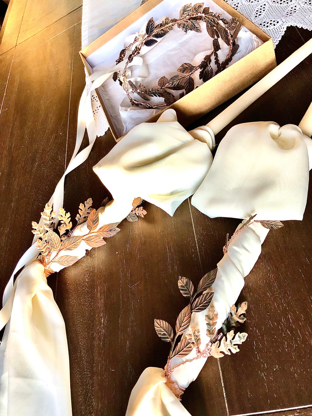 Bronzed Leaves Wedding Candles - Etsy