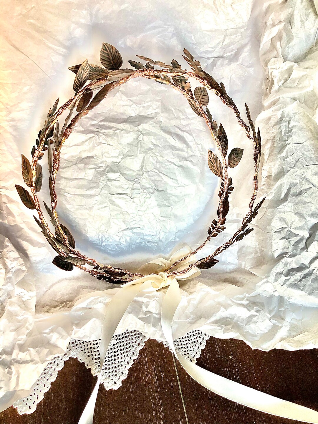 Bronzed Leaves Crown Set - Etsy