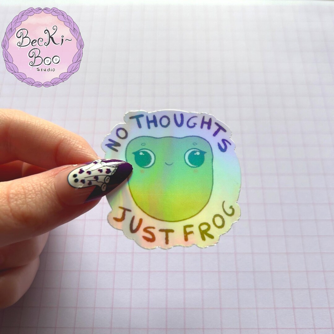 No Thoughts Meme, Holographic Sticker, Water Resistant Vinyl Sticker - Etsy