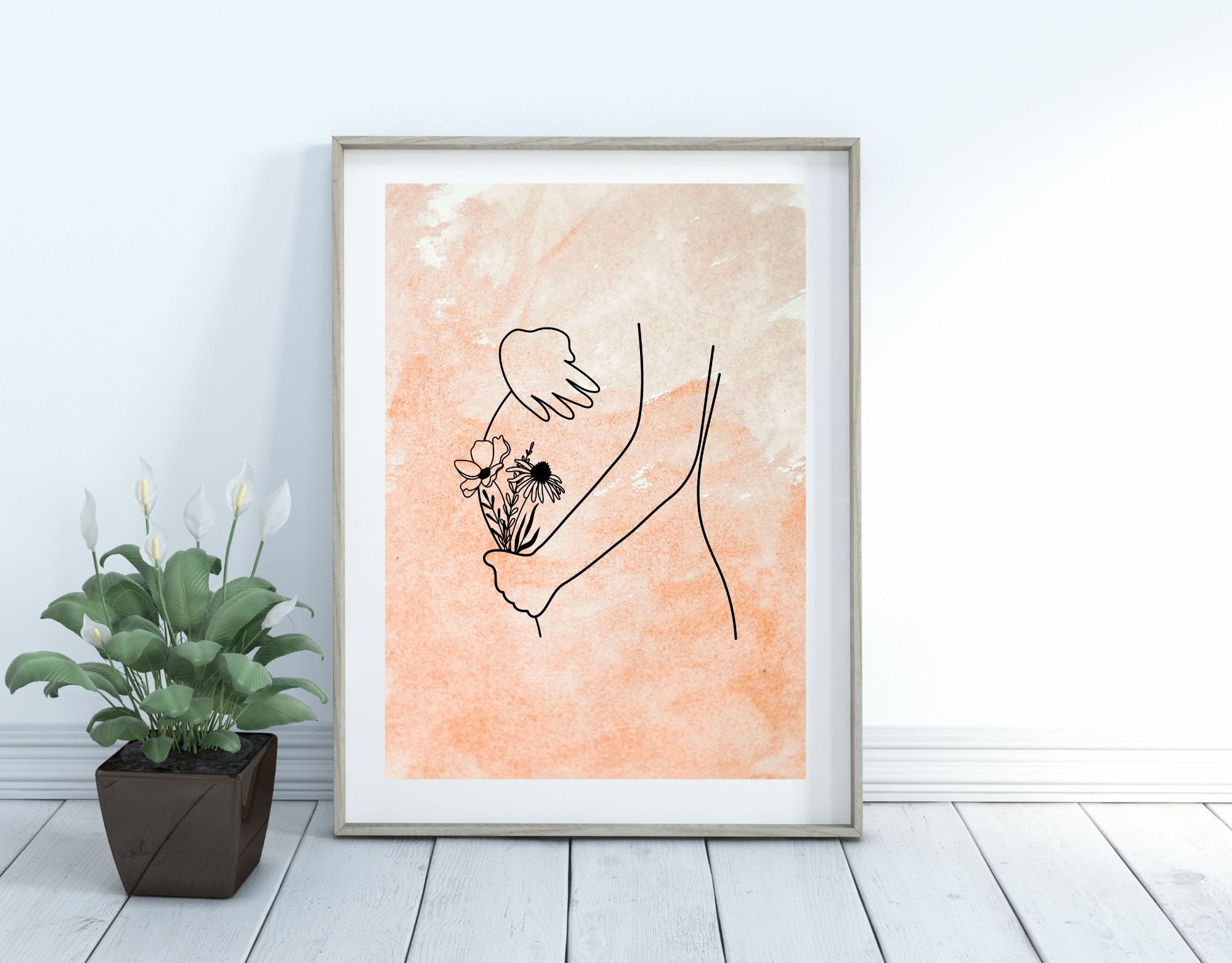 Baby Bump Wall Art Pregnancy Single Line Art Neutral Wall Art Pregnant ...