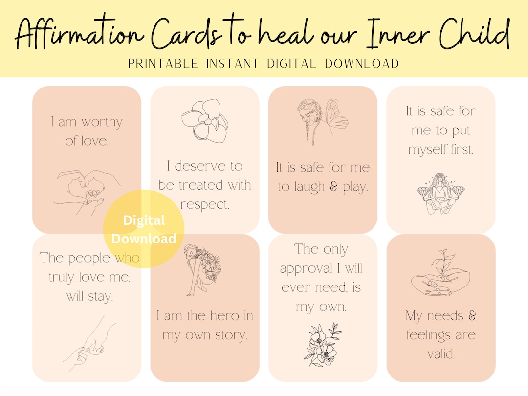 Inner Child Affirmation Cards, Healing Our Inner Child, Printable ...