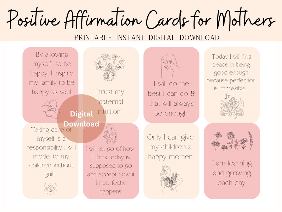 Positive Affirmation Cards for Mothers, Daily Mantras, Self Care ...