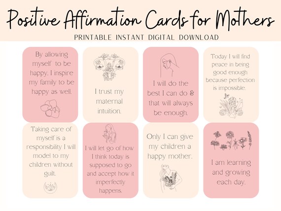 Positive Affirmation Cards for Mothers Daily Mantras Self - Etsy