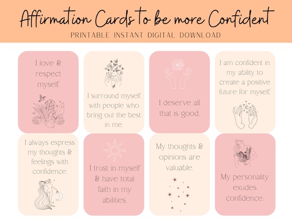 Positive Affirmation Cards for Confidence Daily Mantras Self - Etsy UK