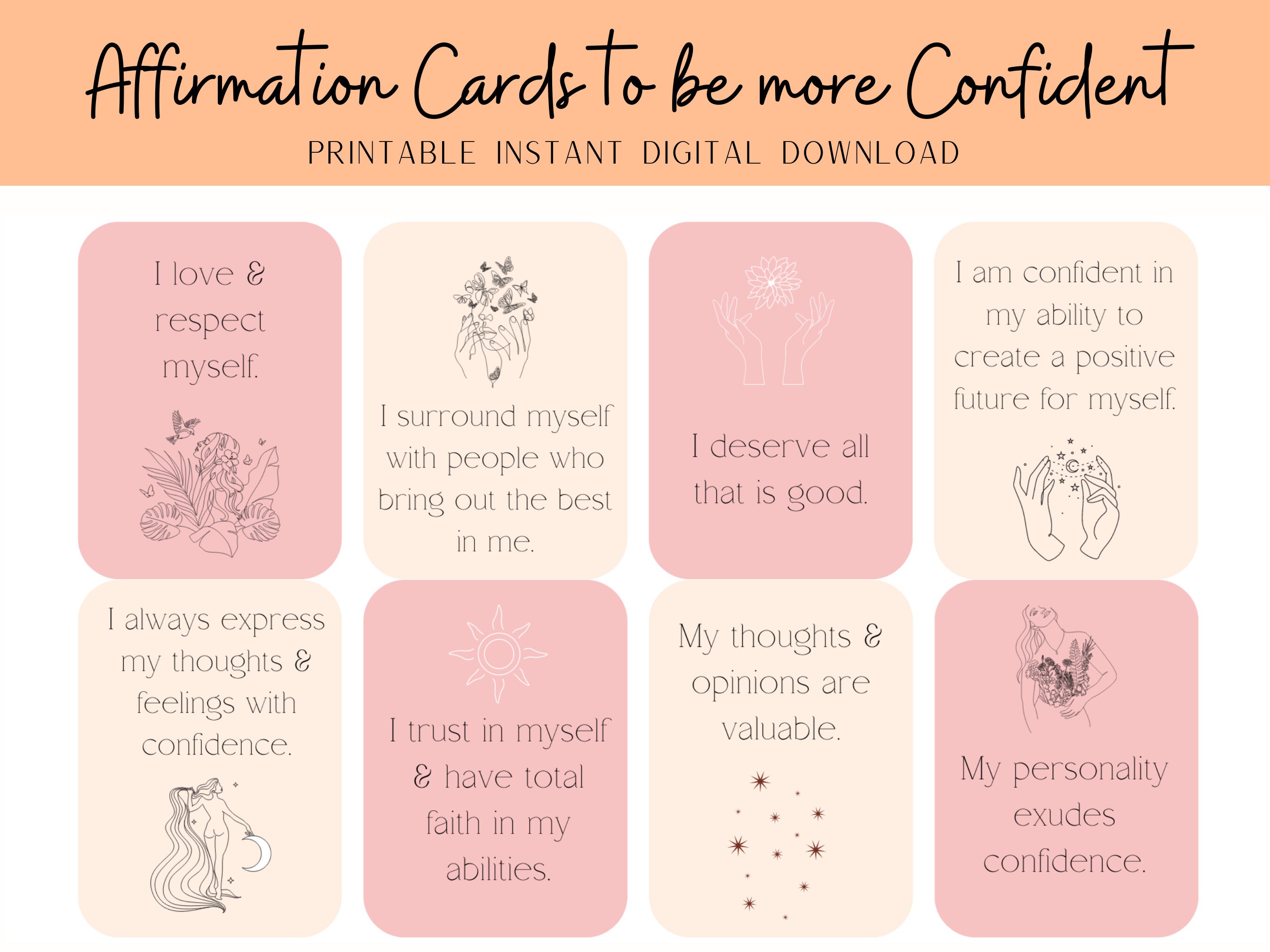 Positive Affirmation Cards for Confidence, Daily Mantras, Self Care ...