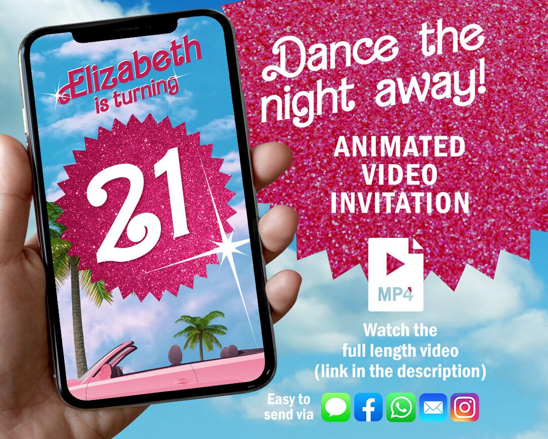 Pink Dance Party Invitation, Invitation for Girls, Pink Glitter ...