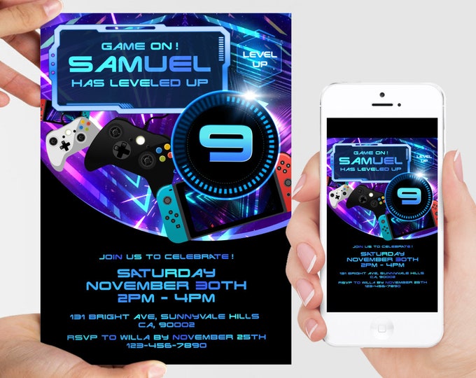 Video Game Printable Birthday Invitation, Video Gamer Personalized ...