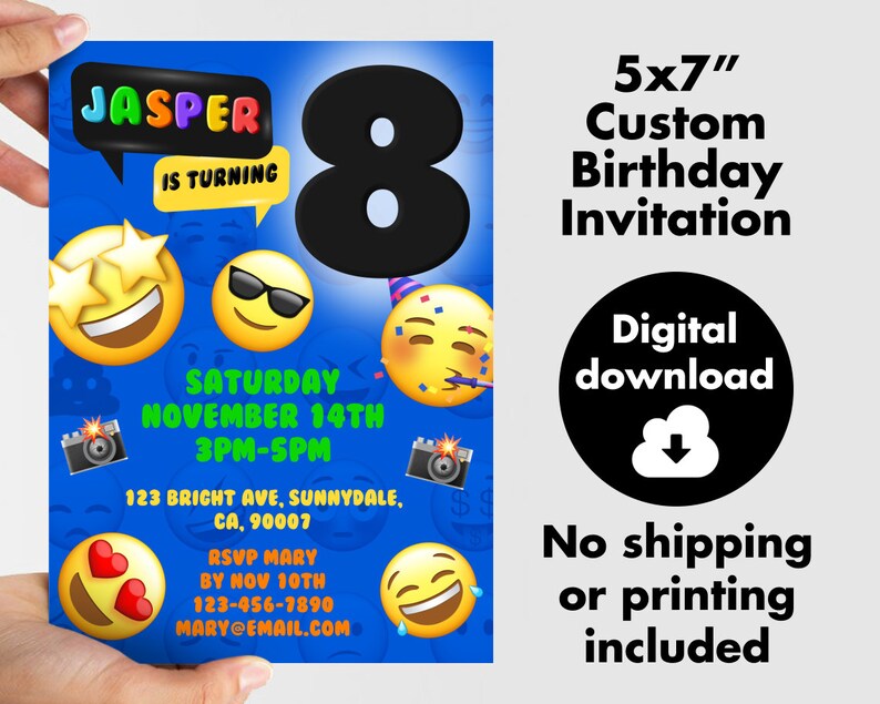 Emoji Printable Invitation Emoji Birthday Invitation Emoji - Etsy
