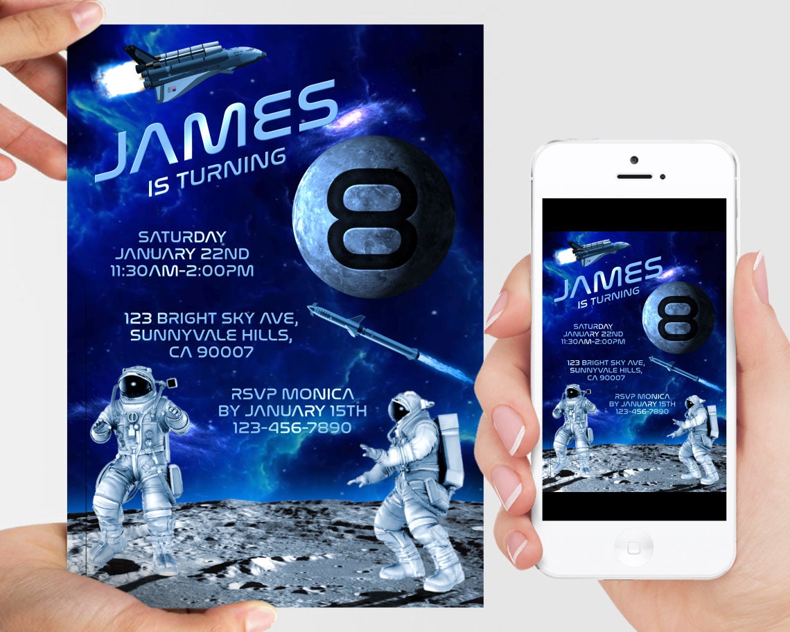 Space Astronaut Printable Invitation Space Birthday | Etsy