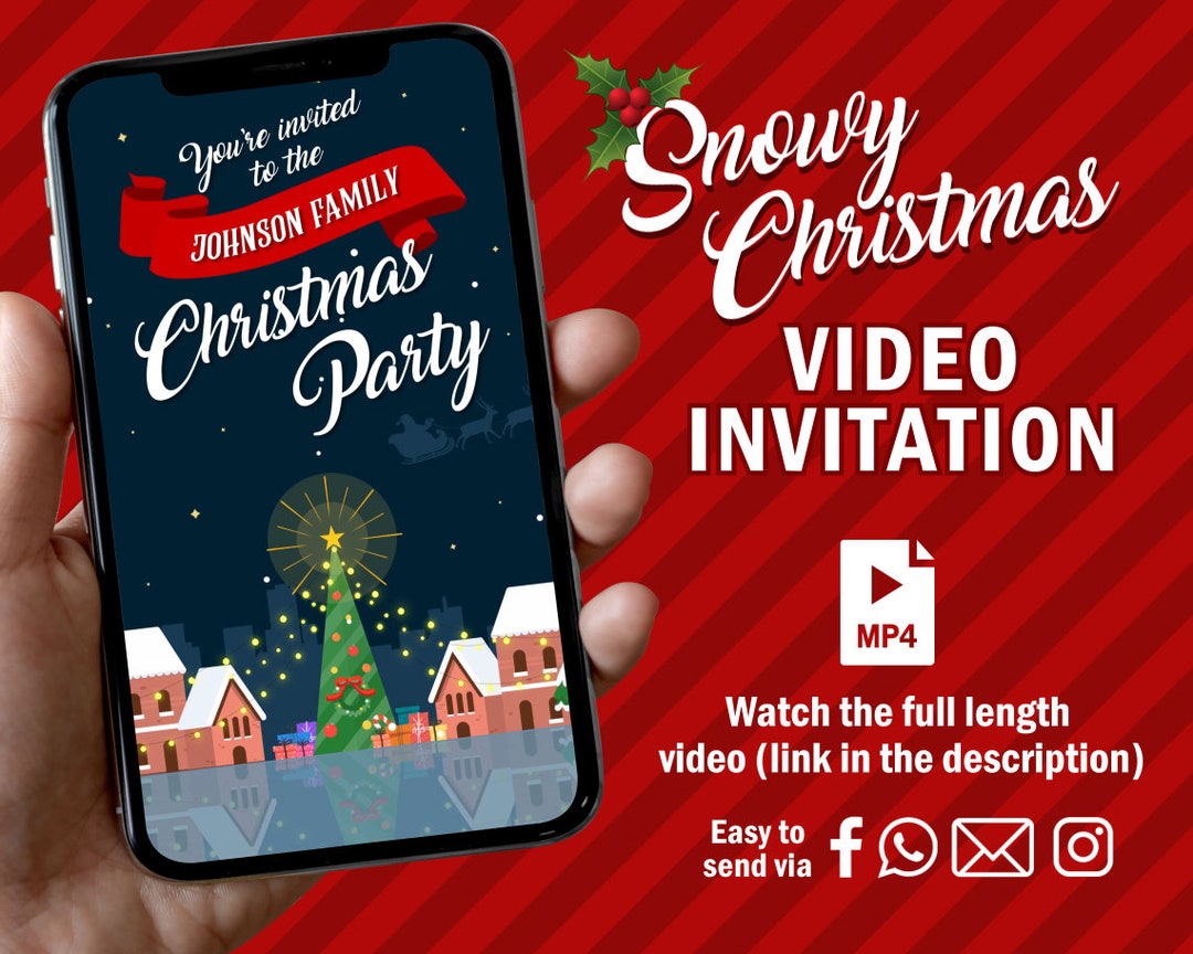 Snowy Christmas Invitation, Snowy Christmas Party Video Invitation ...