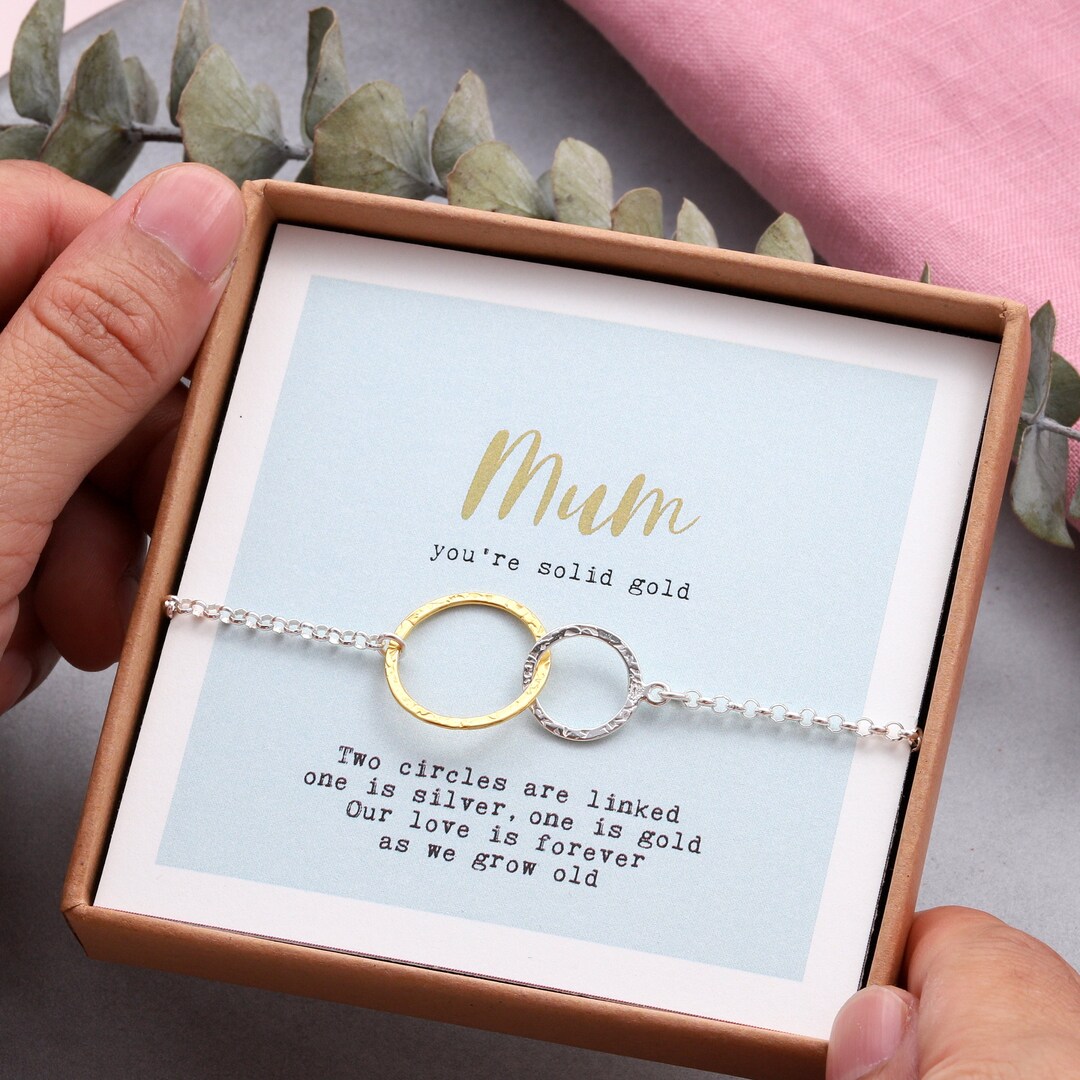 Silver and Gold Circle Mum Bracelet / Sterling Silver Bracelet - Etsy